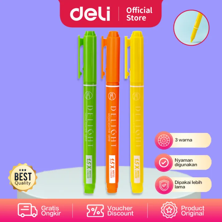 Deli Highlighter Pen/Penanda warna warni EU010 | Lazada Indonesia