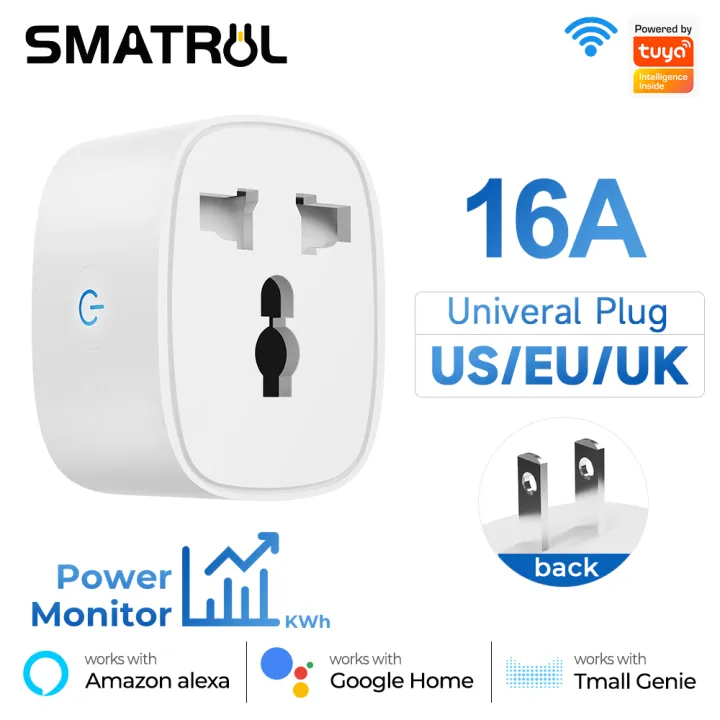 SMATRUL Tuya/Smartlife Wifi Smart Universal Socket Us/Eu/Uk Plug Outlet ...