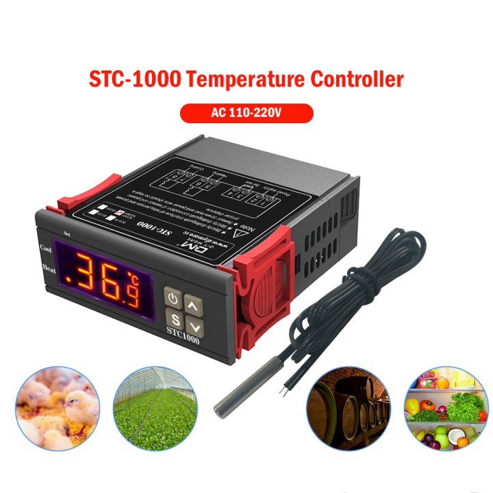 RealComq STC-1000 220V -50~110 Celsius Digital Temperature Controller LCD Display Thermostat ...