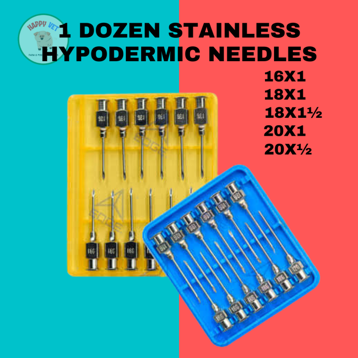 1 Dozen Stainless Hypodermic Needles for Weanling Pigs and Livestock ...