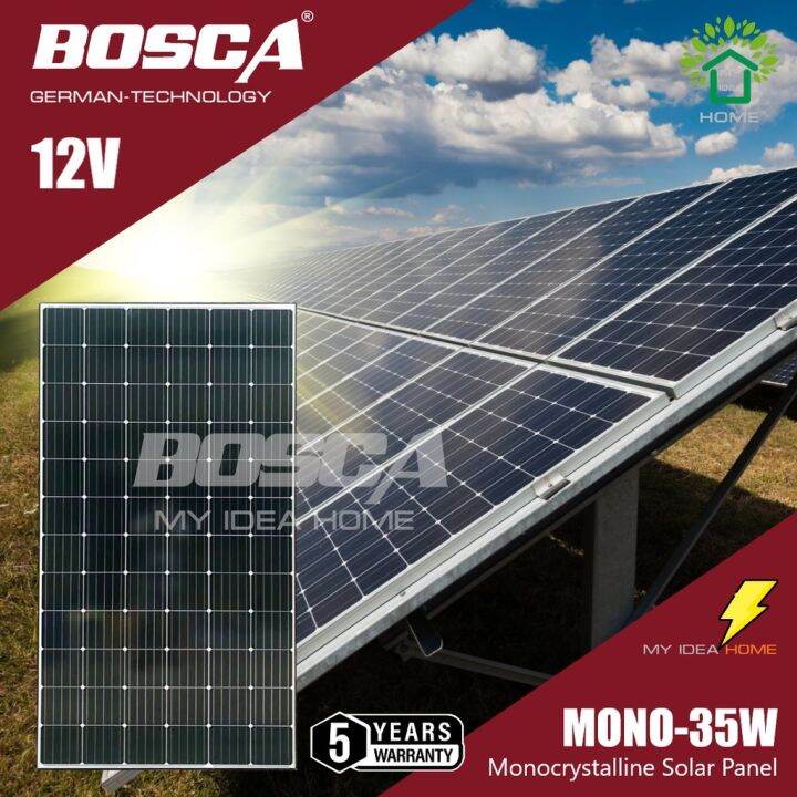 BOSCA 5 Year Warranty 35W Solar Panel Mono 35 Watt 12 Volt Pv Solar ...