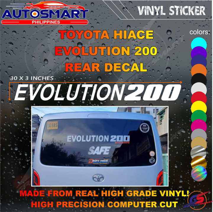 Hiace Evolution 200 Rear Decal Sticker | Lazada PH