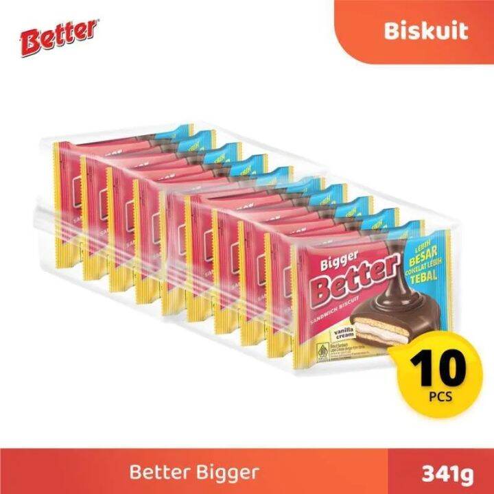 Biskuit Better Bigger Sandwich Biscuit 27gr isi 10 pack Biskuit Mayora ...