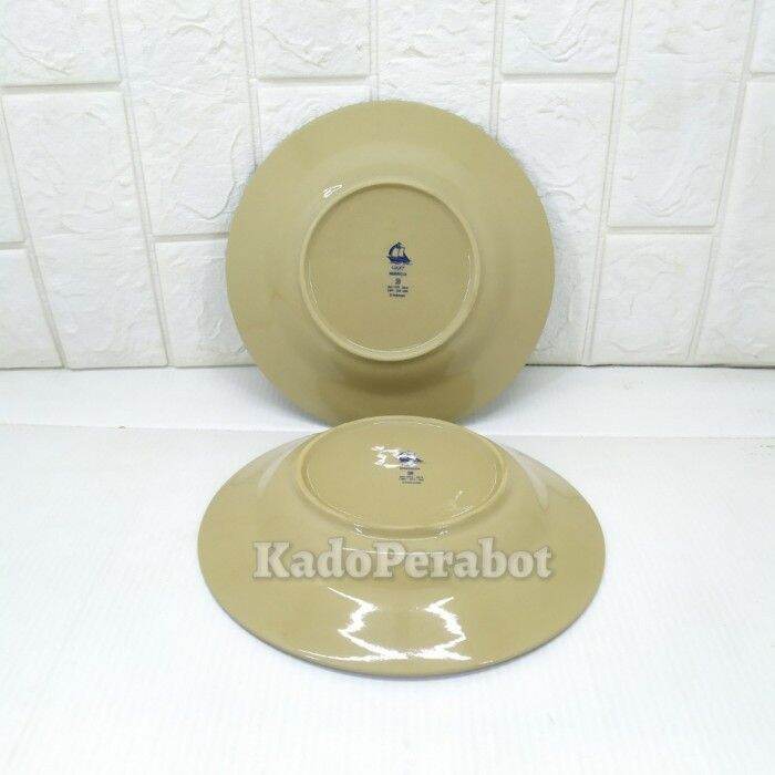 piring coklat lis biru - piring warteg - piring keramik warung makan ...