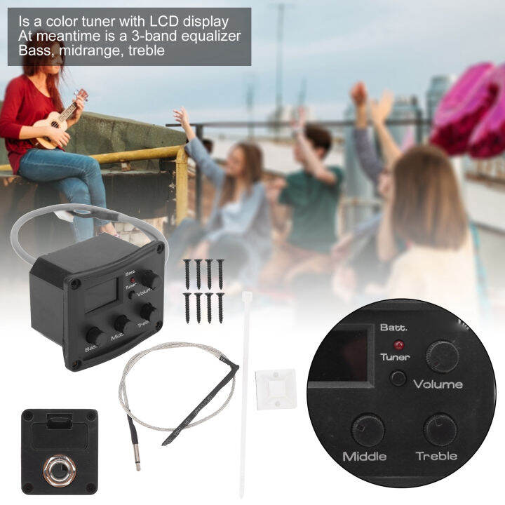 Ukulele Pickup EQ Color Tuner with LED Display Electric Box 3‑Segment ...