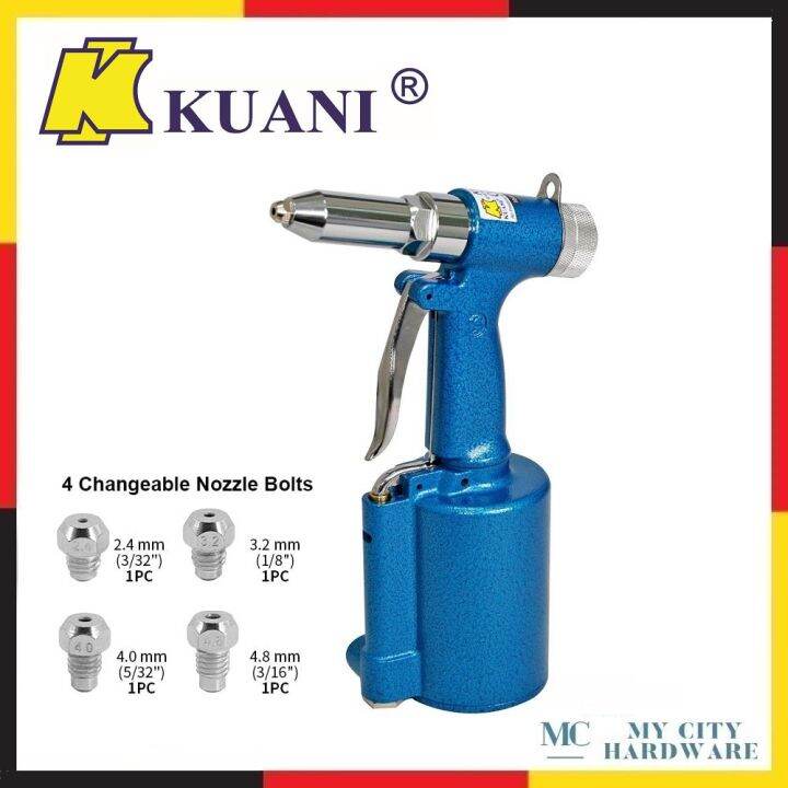 Kuani KI-4201 Heavy Duty Pneumatic Duty Air Hydraulic Riveter 2.4 - 4.8mm 3/16" 3/32" 1/8" 5/32 ...