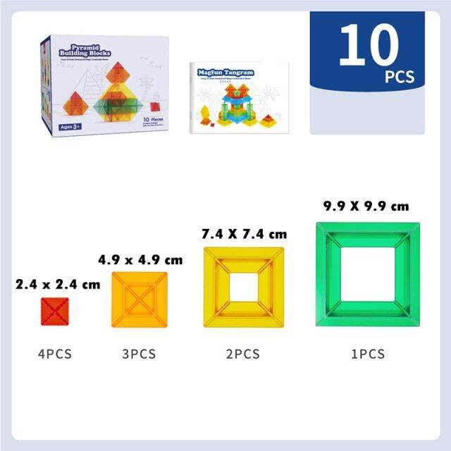 Transparent Pyramid Building Blocks Innterlocking Stacking Toys Diamond ...