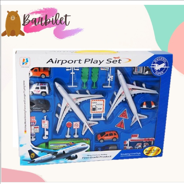 Airport Play Set Simulation Pretend Play Pilot Mini Figure Airplane ...