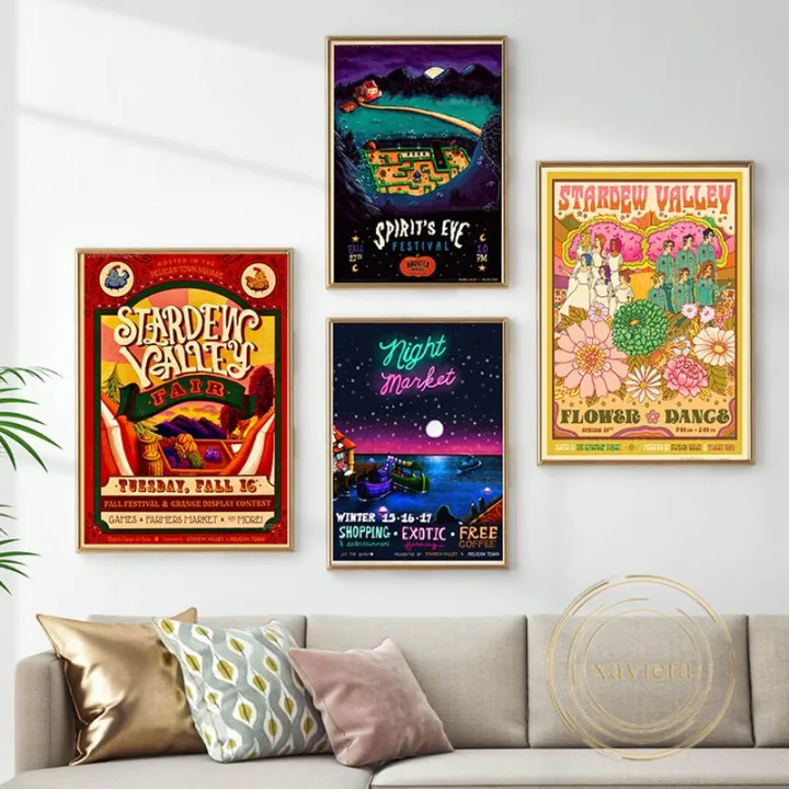 Stardew Valley Event Poster Nordic Flower Dance Night Market Canvas ...