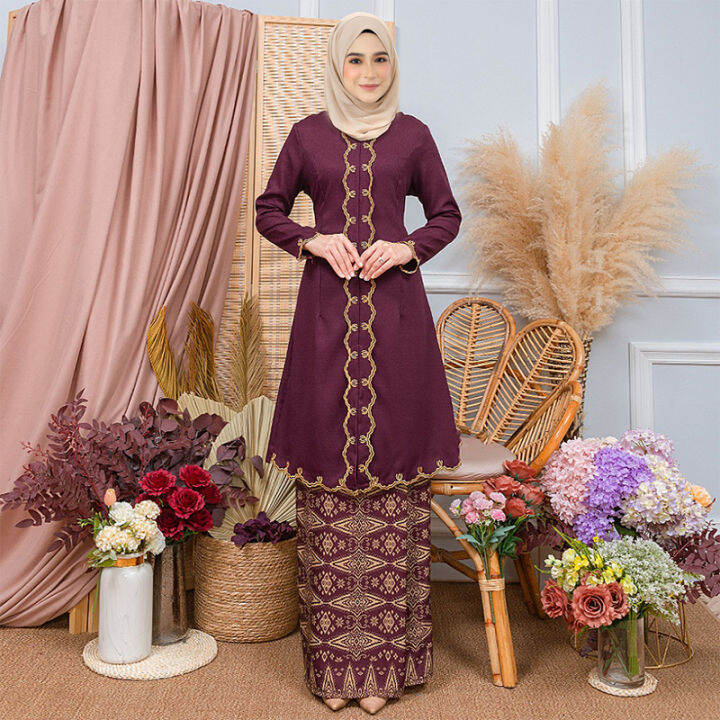 Baju Kebarung Modern Nikah Tunang Italian Fiona Embroidery Baju Kurung ...