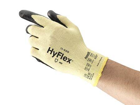 Ansell Hyflex 11-500 Kevlar with Nitrile Foam Coating Abrasion Heat ...