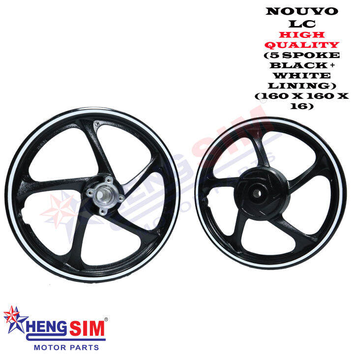 NOUVO LC SPORT RIM WITH BUSH AND BEARING 5 SPOKE 160 X 160 X 16 (BLACK ...