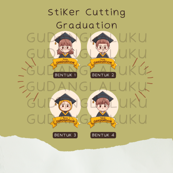 Stiker Cutting 🅶🆁🅰🅳🆄🅰🆃🅸🅾🅽 Stiker Wisuda Stiker Buket | Lazada Indonesia