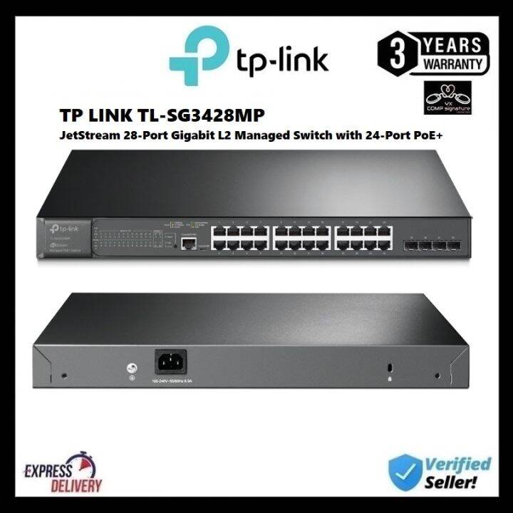 TP LINK TL-SG3428MP JetStream 28-Port Gigabit L2 Managed Switch with 24 ...