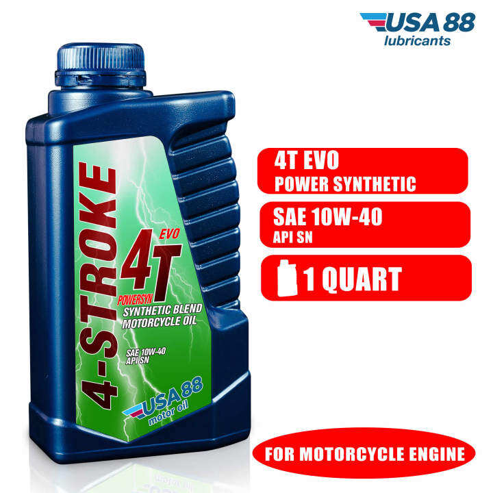USA88 EVO 4T POWERSYN 10W-40 API SN SYNTHETIC MOTORCYCLE OIL (1QUART) | Lazada PH