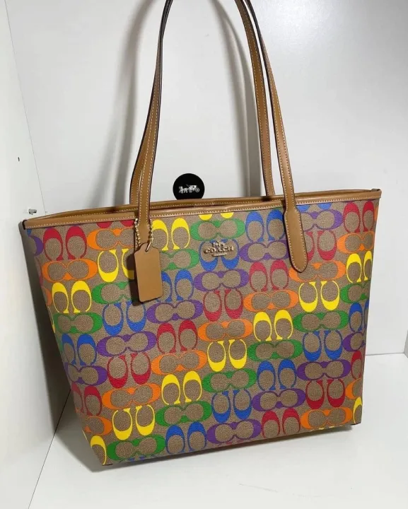 Guaranteed Authentic Coach City Tote In Rainbow Signature Canvas C4181 - Multicolor | Lazada PH