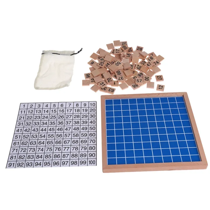 Wooden Montessori Hundred Board Math 1 to 100 Consecutive Numbers ...