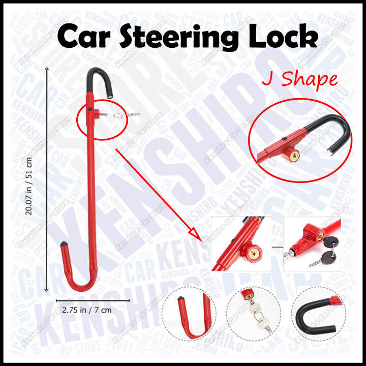 Universal J Shape Car Steering Lock Adjustable DIY Kunci Stereng Kereta ...