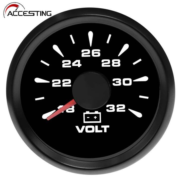 52MM Marine Voltmeter Volt Meter Gauge 18-32 Volts Car Voltage Gauges ...