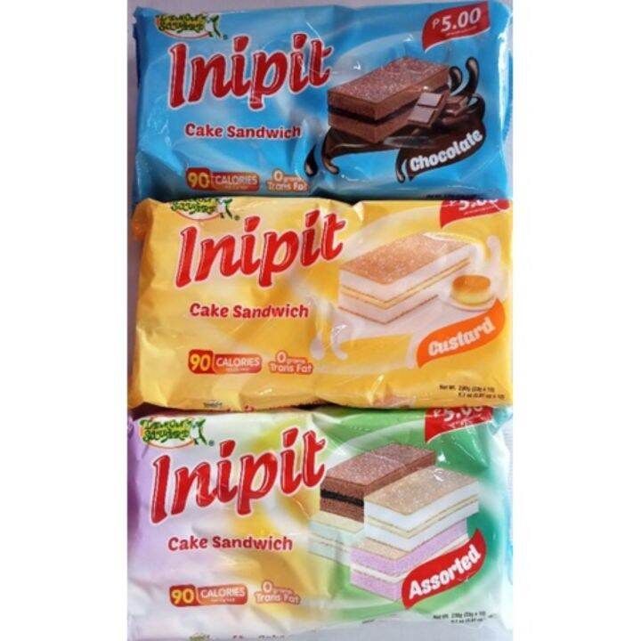 Lemon Square Inipit Cake Sandwich Chocolate flavor/ Custard flavor ...