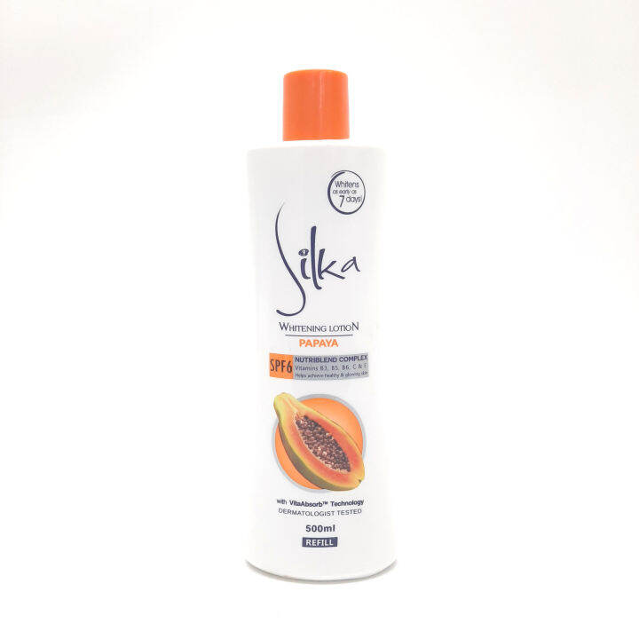 Silka Skin Whitening Papaya Lotion SPF6 Refill 500ml | Lazada PH