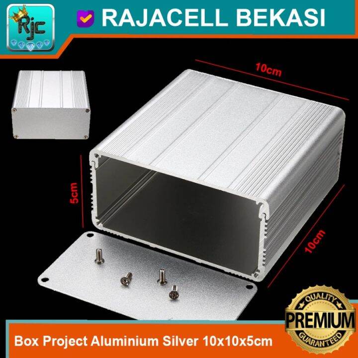 Box Aluminium Project Case Enclosure Metal 10x10x5cm Warna Silver ...