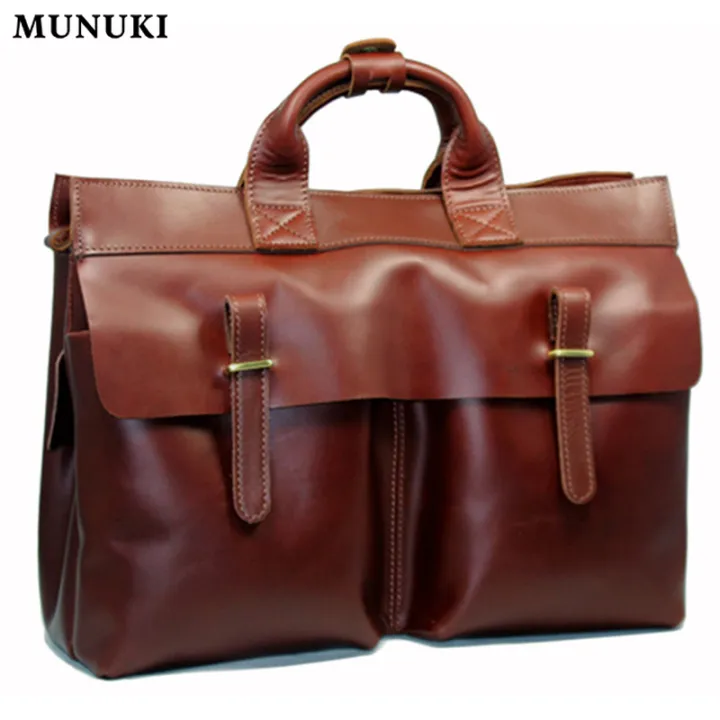 MUNUKI กระเป๋าใส่เอกสารแล็ปท็อป14นิ้ว,กระเป๋าถือหนังแท้สำหรับผู้ชาย ...