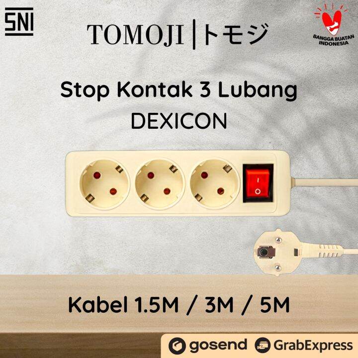 Dexicon Stop Kontak Arde 3 Lubang - Saklar ON OFF - Colokan Extension ...
