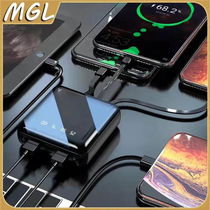 10000mAh Power Bank Mini LCD Digital Mirror Screen Power Bank Ultra ...