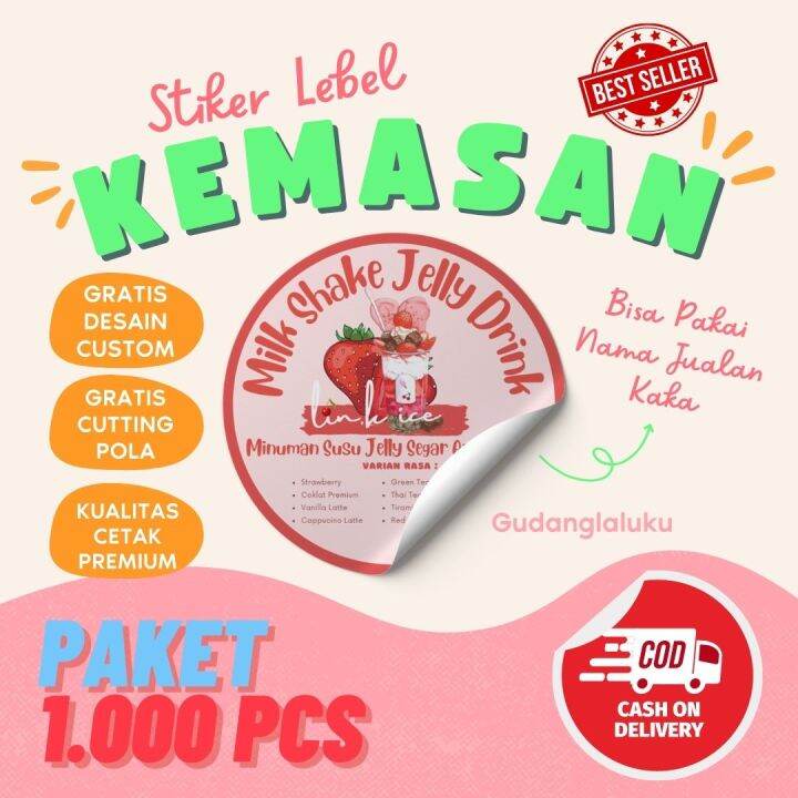 CUSTOM STIKER LABEL KEMASAN PAKET 1.000 PCS FREE CUTTING | Lazada Indonesia