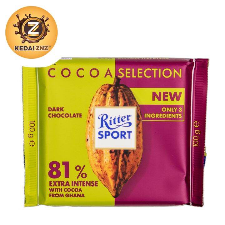 Chocolate Ritter SPORT COCOA SELECTION 81 % EXTRA INTENSE FROM GHANA ...