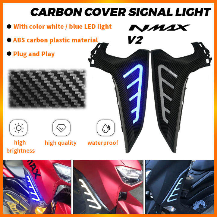 E&M NMAX V2 Front Side Panel Cover LEG Shield Carbon Cover With LED ...