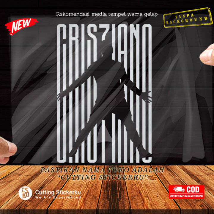 CR7 Barcode Siluet Cutting Sticker Variasi Motor Mobil Bodi Stiker Bola ...