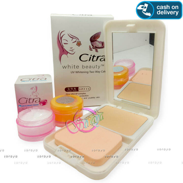 Paket 2in1 Bedak Padat Citra White Beauty Uv Whitening Two Way Cake - Cream Citra Susun Siang ...