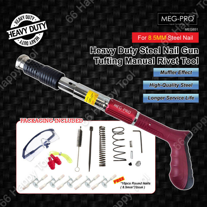 MEG-PRO MEG851 Heavy Duty Steel Nail Gun 8.5mm Nozzle Tufting Manual ...