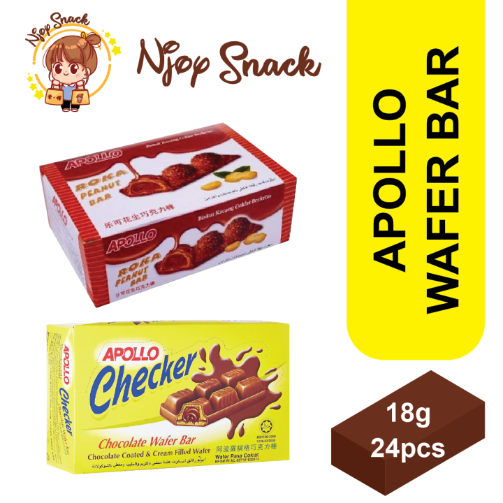 18g x 24’s APOLLO CHECKER CHOCOLATE / ROKA PEANUT BAR (1 BOX) | Lazada