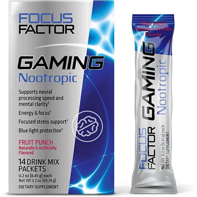 Focus Factor, Gaming Nootropic, Fruit Punch, 14 Drink Mix Packets ...