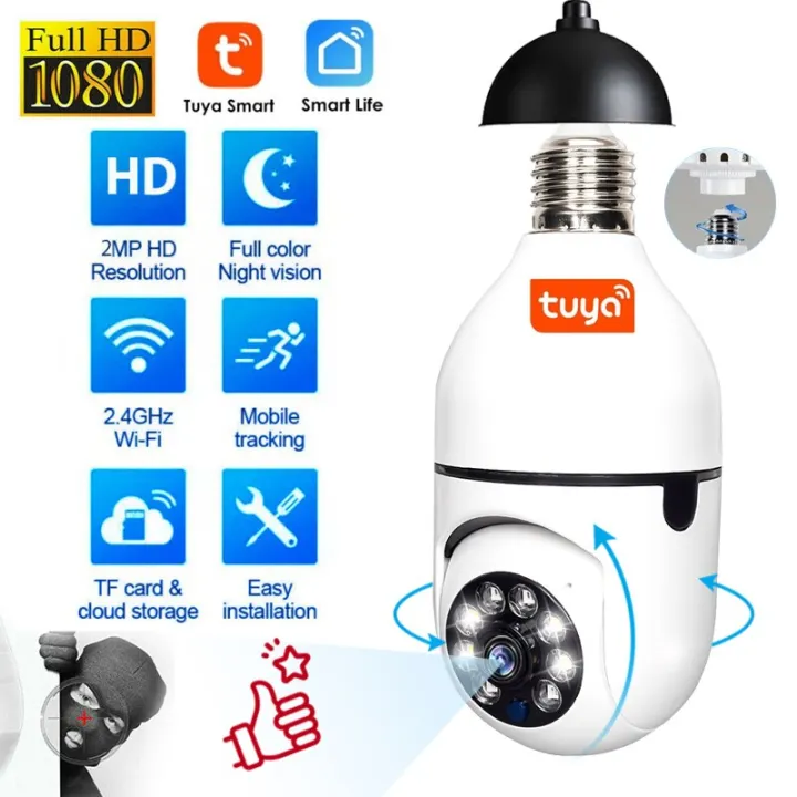 Tuya E27 Smart Bulb Surveillance Camera Wifi 500W Night Vision Full ...