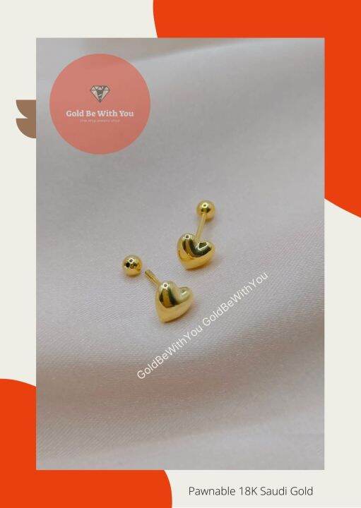 Pawnable 18K Saudi Gold Heart De Roscas Earrings | Lazada PH