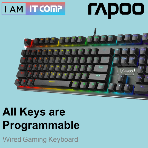 RAPOO V700 RGB Alloy Full Key Mechanical USB Wired Gaming Keyboard / Spill-Resistant / 104 Keys ...