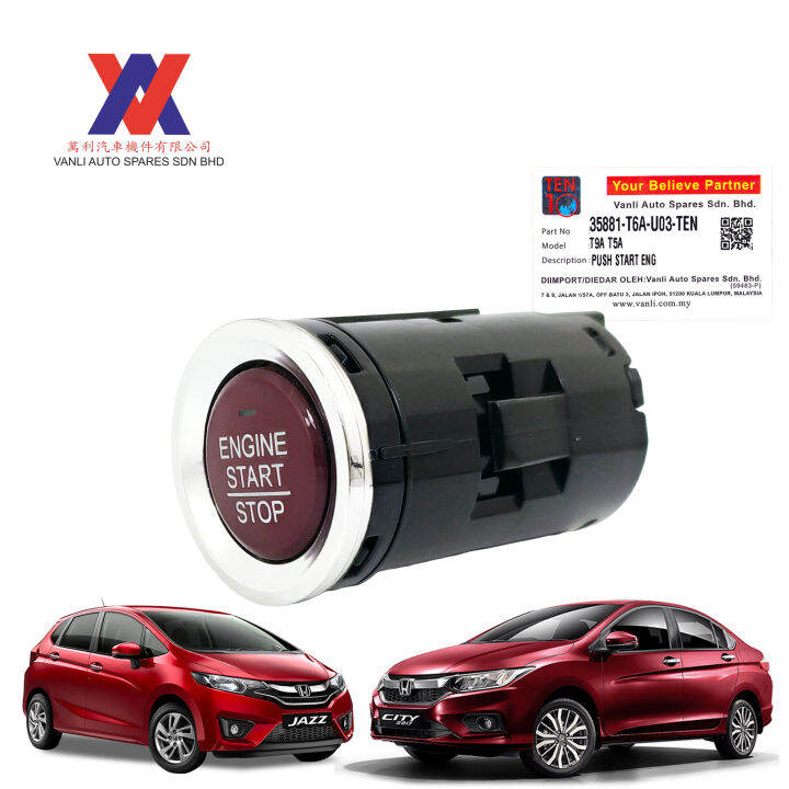 TEN Push Start Engine Button for Honda City / Jazz - 35881-T6A-U03-TEN | Lazada