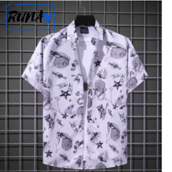 เสื้อลำลอง RUNAY แขนสั้นผู้ชายสำหรับฤดูร้อนเสื้อผ้าหมู่บ้านบางพิมพ์ลาย ...