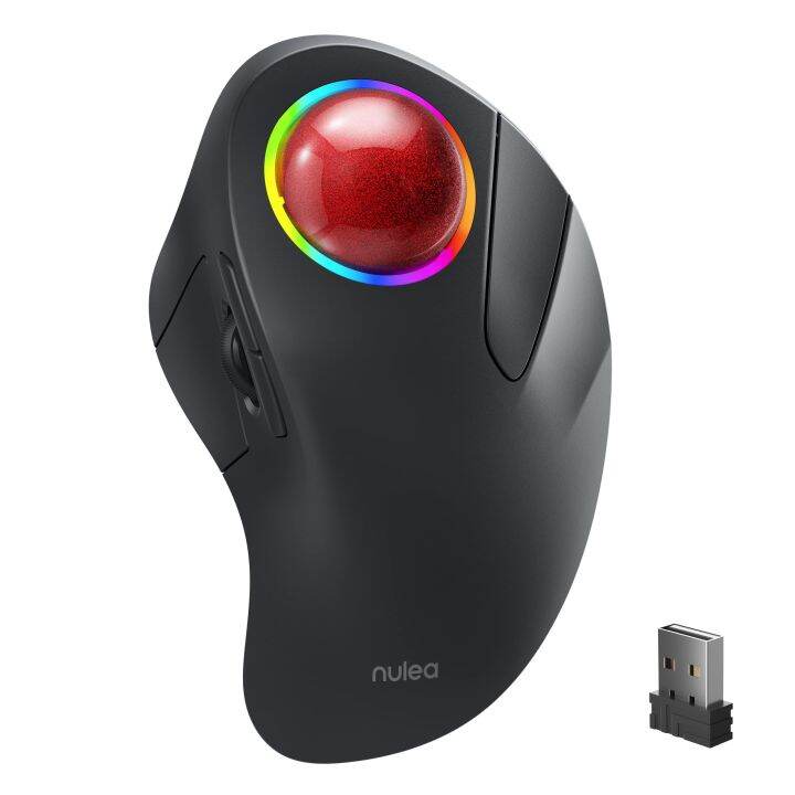 Nulea Wireless Trackball Mouse, Rechargeable Ergonomic RGB Rollerball ...