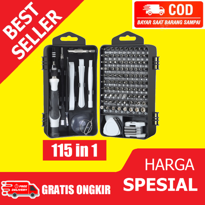 Obeng Set 115 in 1 Reparasi Smartphone Laptop HP Screwdriver Precision Multifungsi Mini | Lazada ...