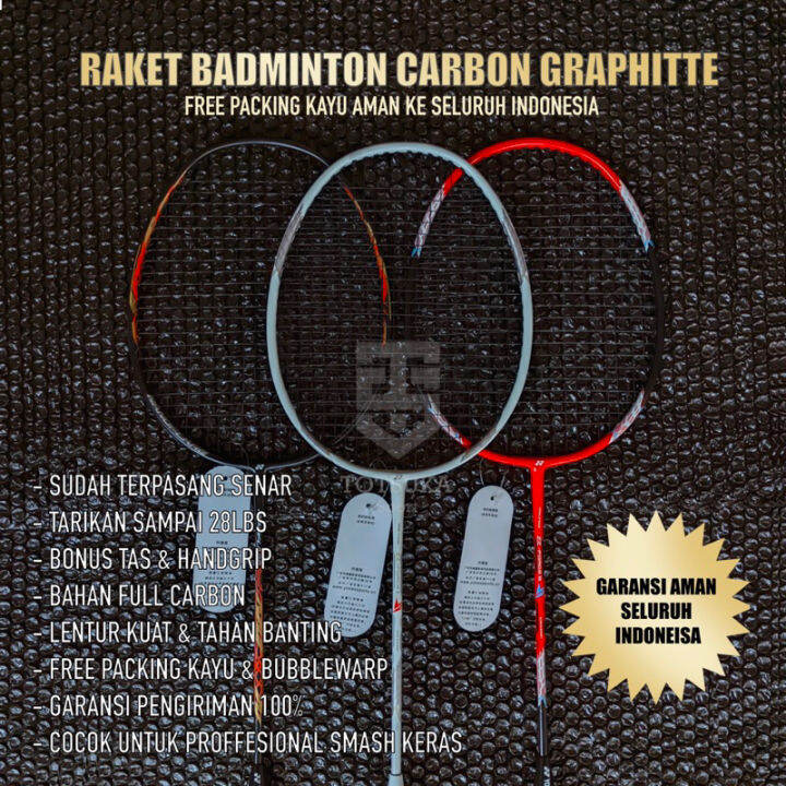 RAKET BADMINTON CARBONEX IMPOR PREMIUM 28LBS FREE TAS GRIP PACKING KAYU ...