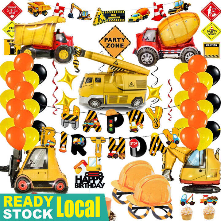 Construction Theme Birthday Party Supplies Dump Truck Excavator Balloon ...