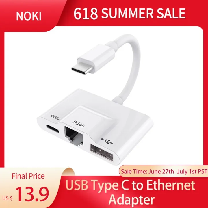 USB Type C to Ethernet Adapter/Hub/Cable RJ45 Wired Network 10/100Mbps LAN Converter/Dongle for ...