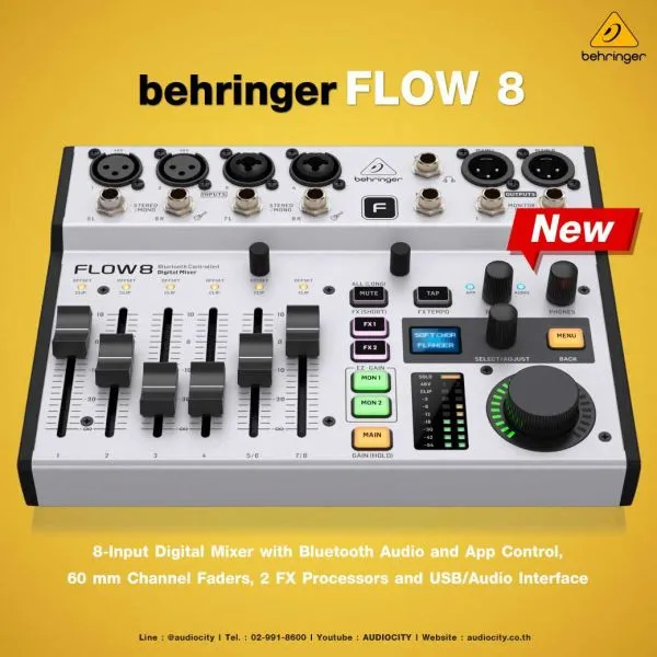 Behringer FLOW 8 ดิจิตอลมิกเซอร์ 8-Input Digital Mixer with Bluetooth ...