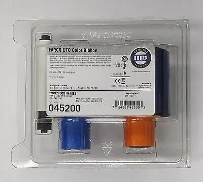 Fargo 045200 (45200) ID Card Printer Ribbon, YMCKO 5 Panel Ribbon, 500 ...