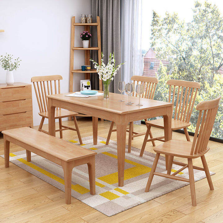Solid Wood Table Chair Set Dining Table Home Nordic Dining Tables and Chairs Set 4 Small ...